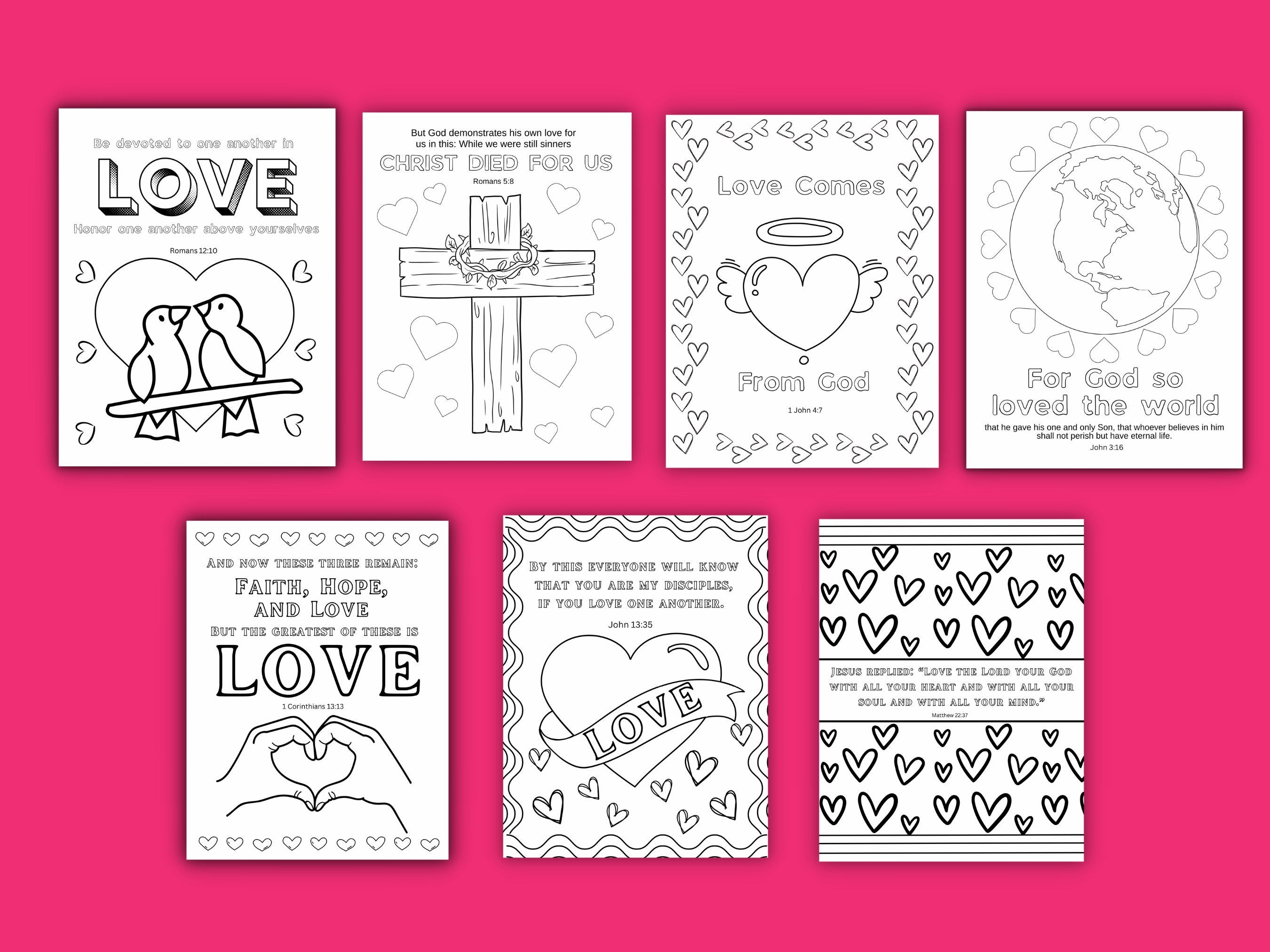 Valentines Day Scripture Coloring Pages Kids Adults - Etsy