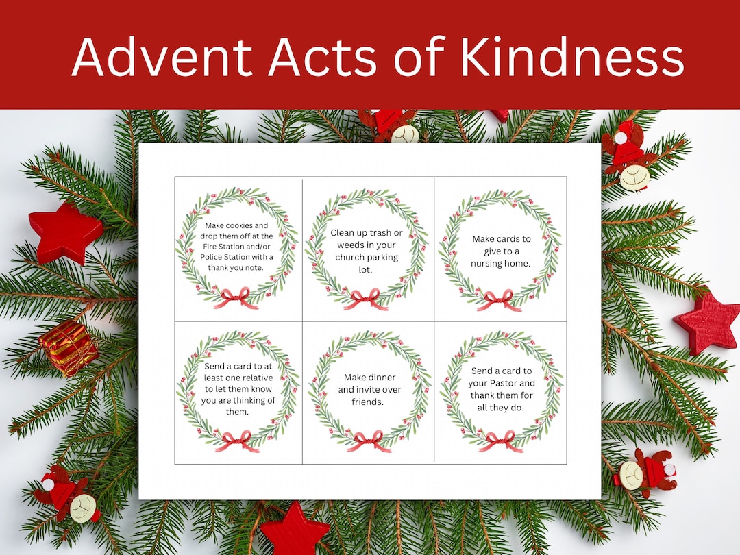 Christmas Acts of Kindness Calendar, Kindness Cards, Advent Faith ...