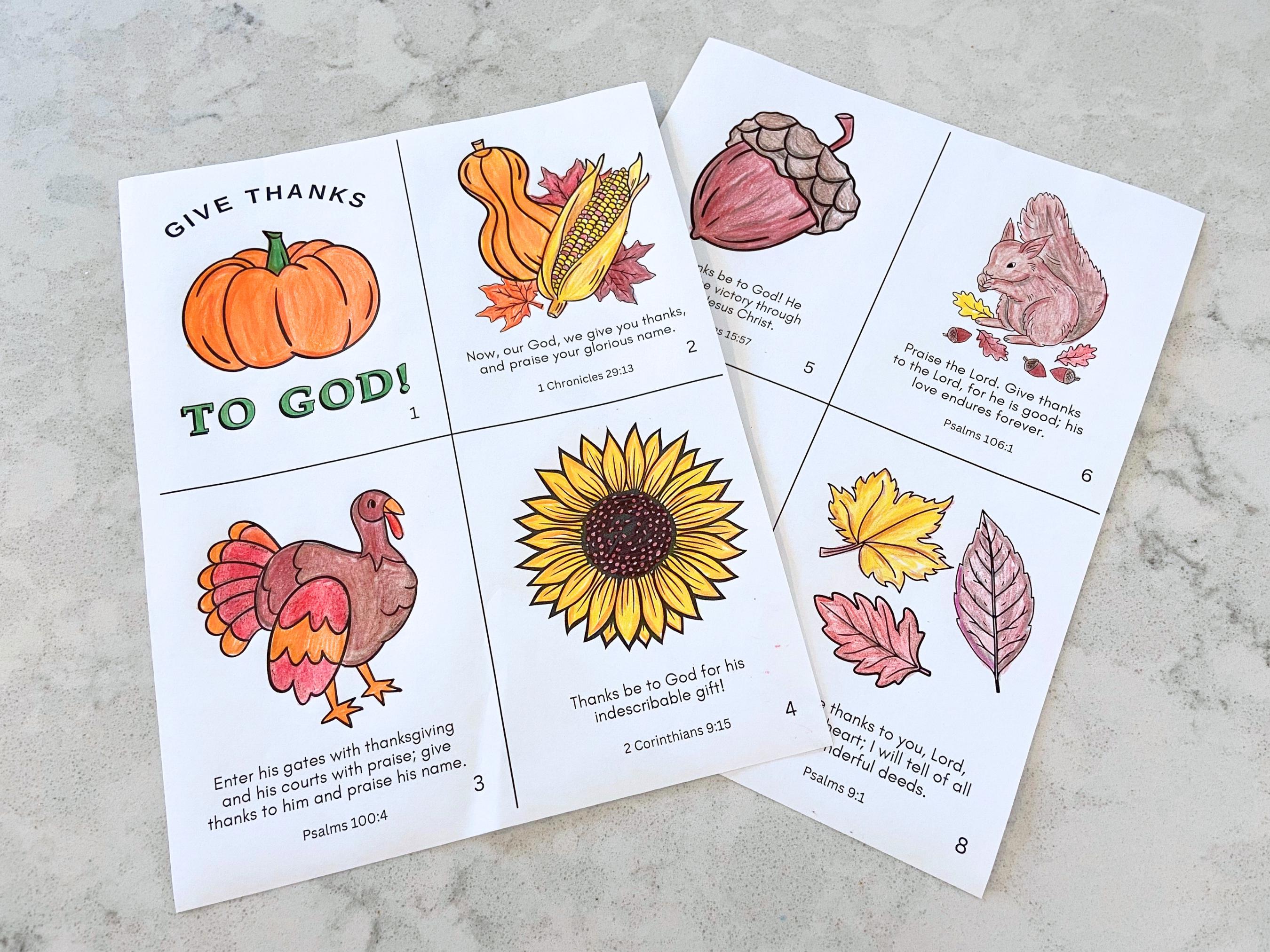 Christian Fall Thanksgiving Book Craft, Scripture Coloring Pages Kids ...