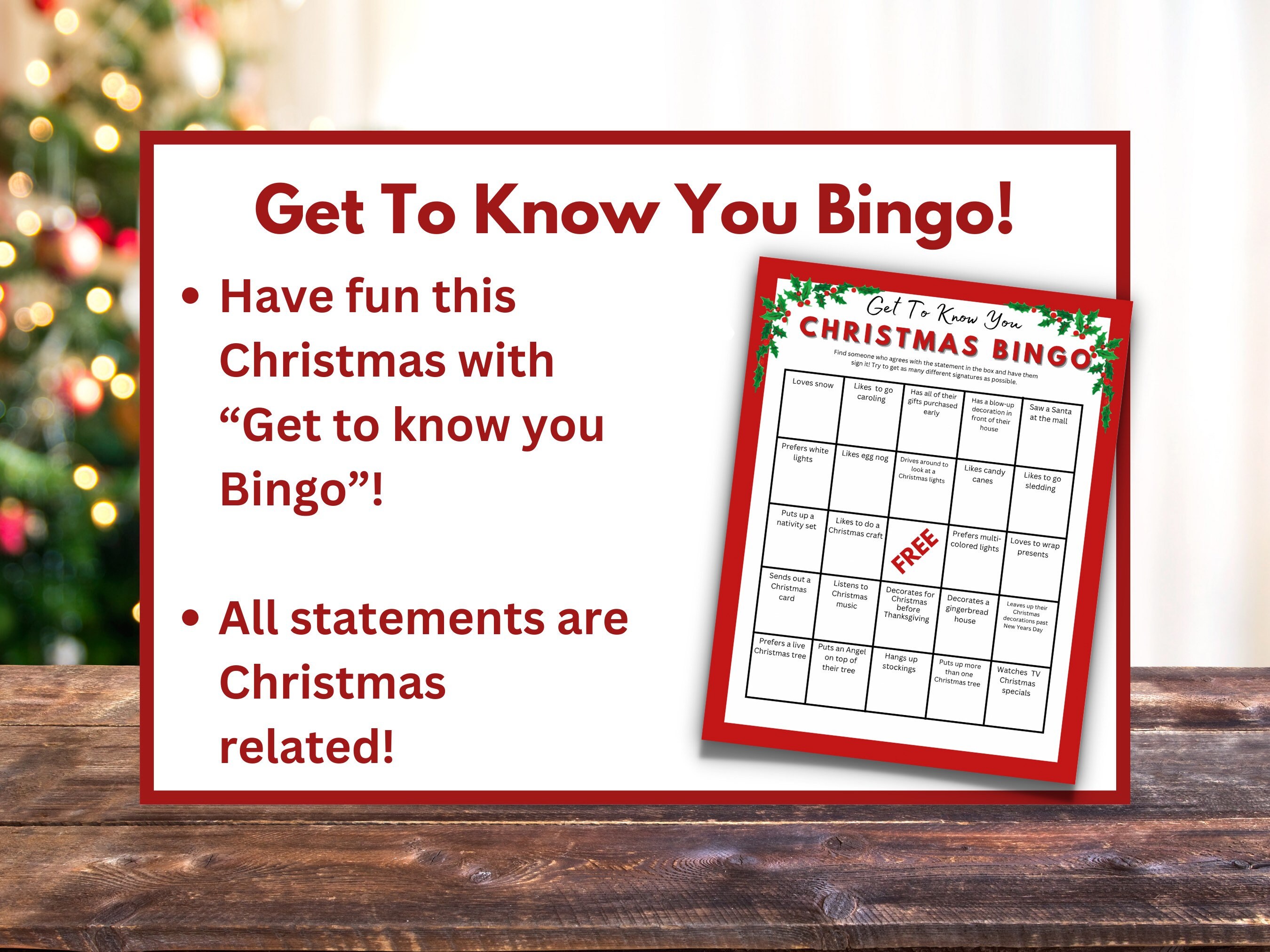 Christmas Icebreaker Bingo Game: Family & Work Activity (PDF) - Etsy