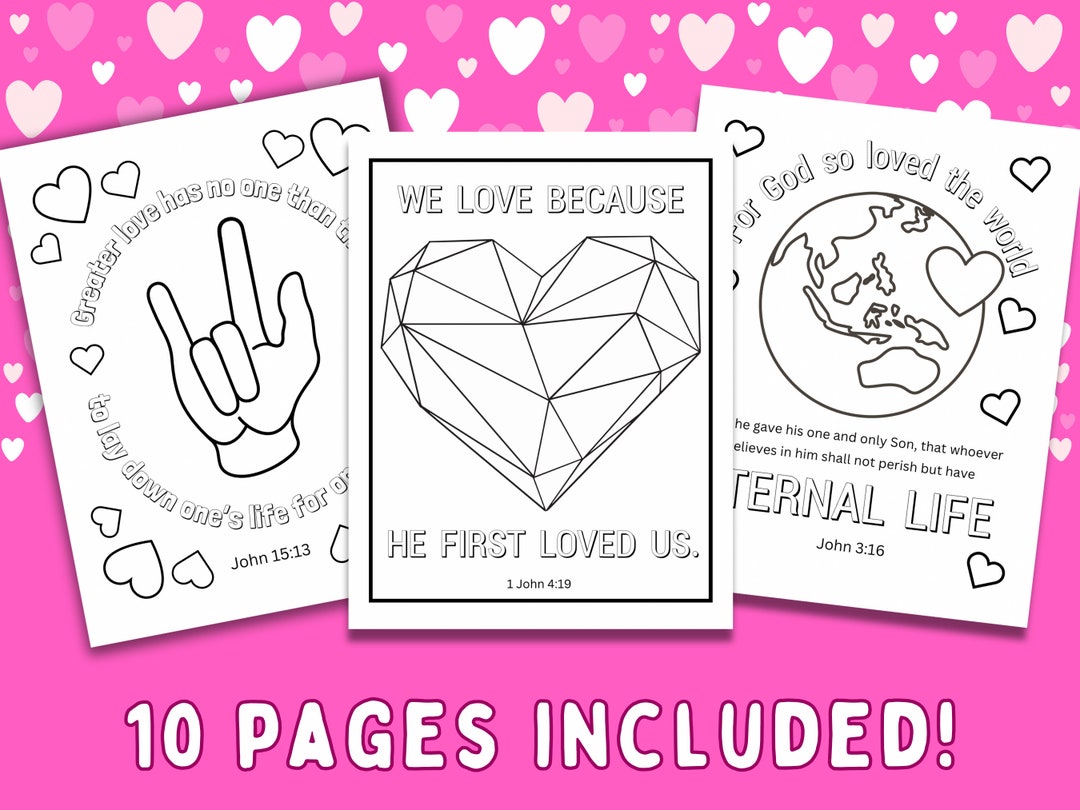 Valentines Day Scripture Coloring Pages Kids Adults, Valentines Day ...