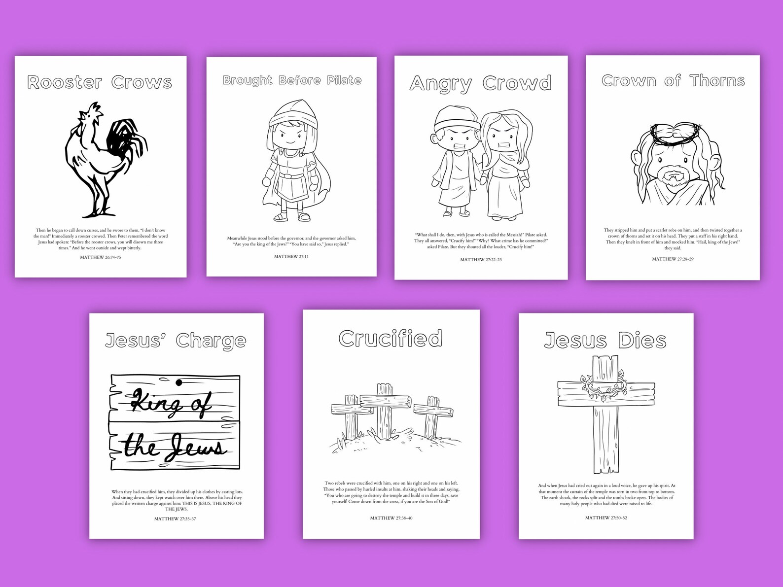 Easter Story Coloring Page, Holy Week Scripture Craft Kids ...