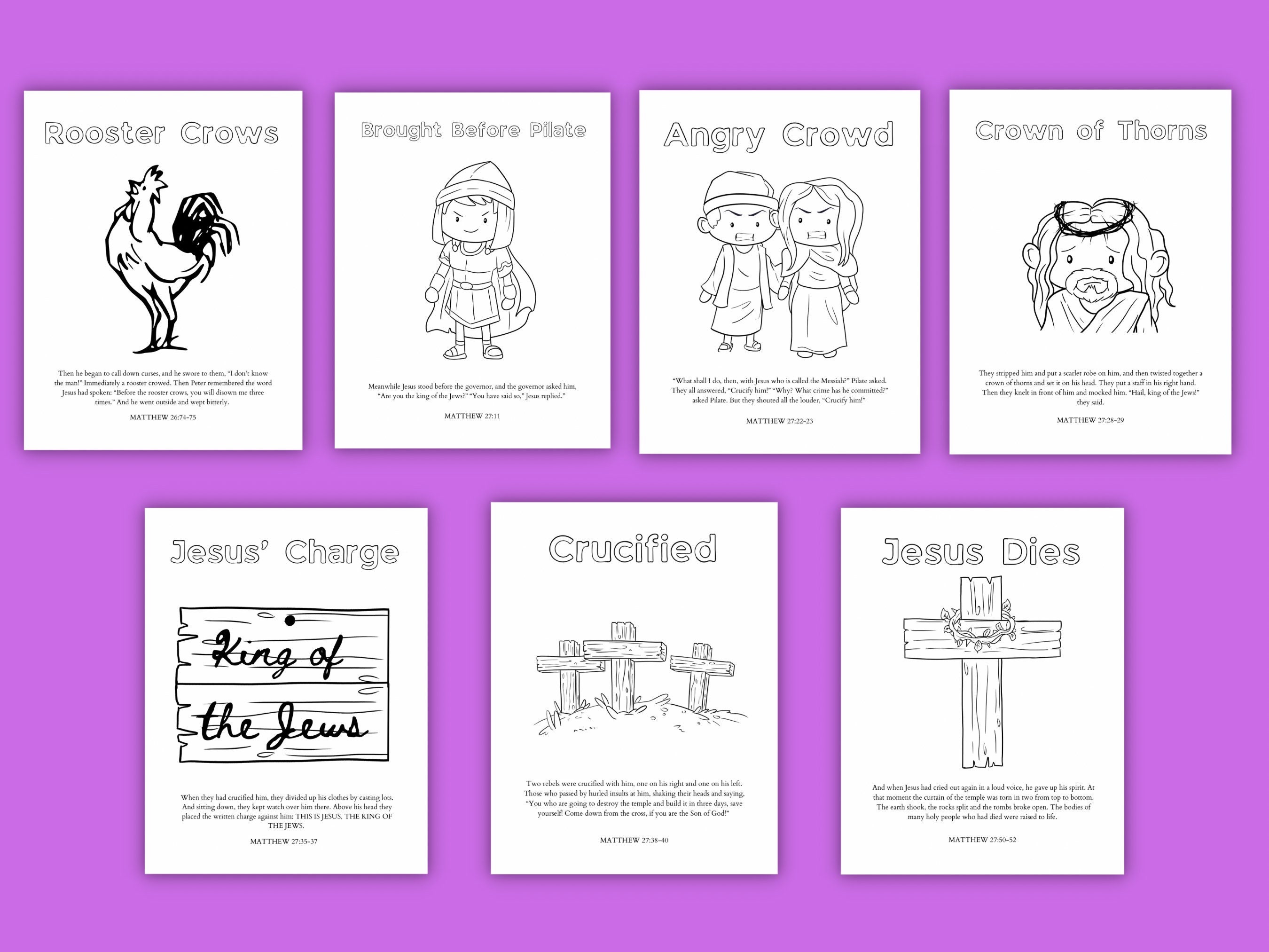 Easter Story Coloring Page, Holy Week Scripture Craft Kids ...