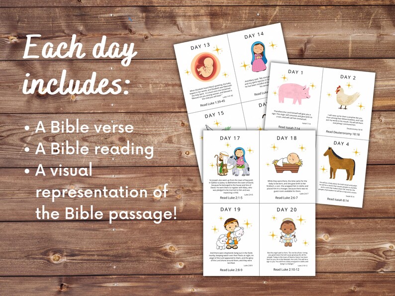 Advent Scripture Cards, Advent Calendar, Nativity Advent Calendar, Kids ...