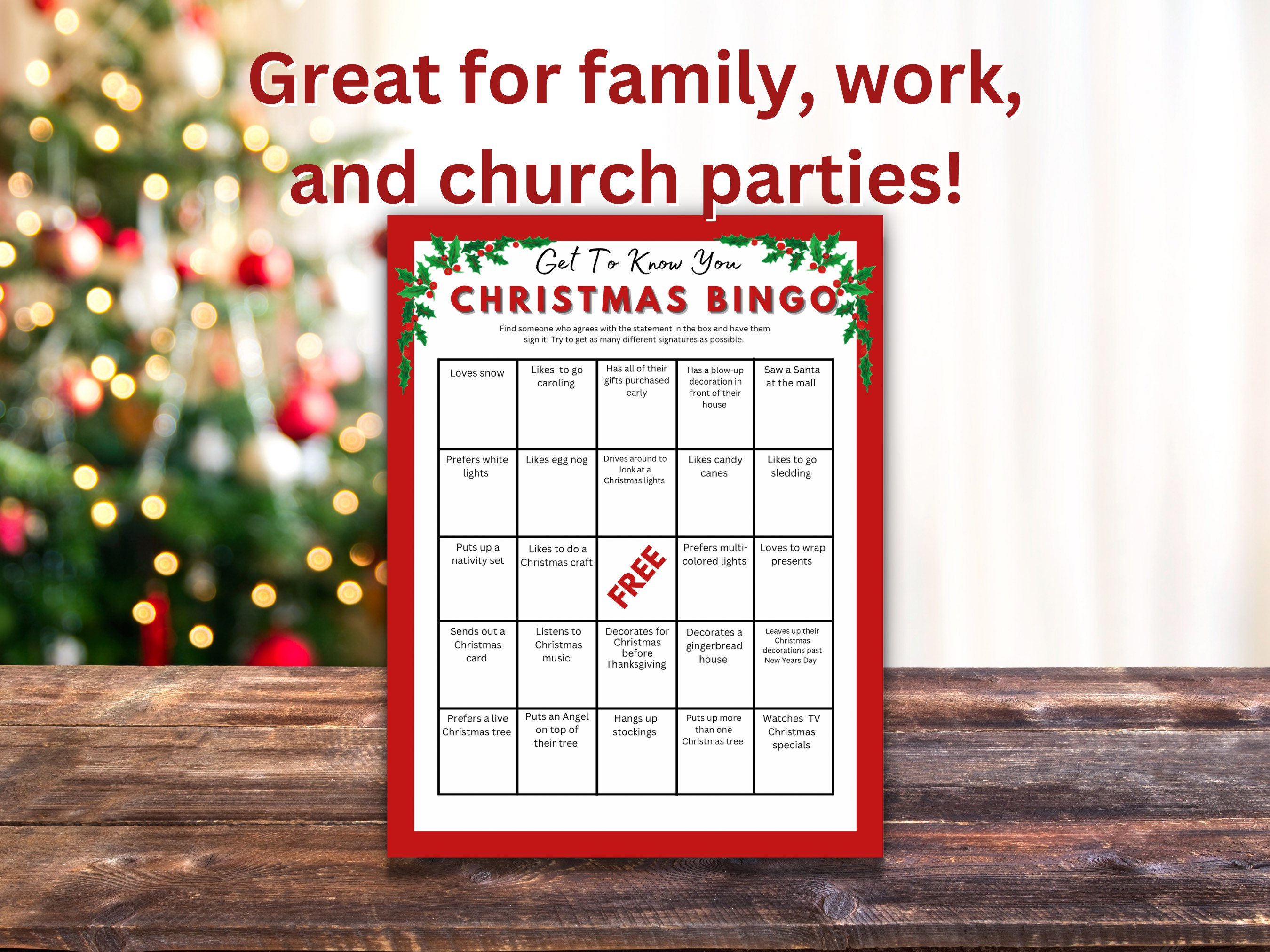Christmas Ice Breaker Bingo, Human Bingo, Find the Guest Bingo ...