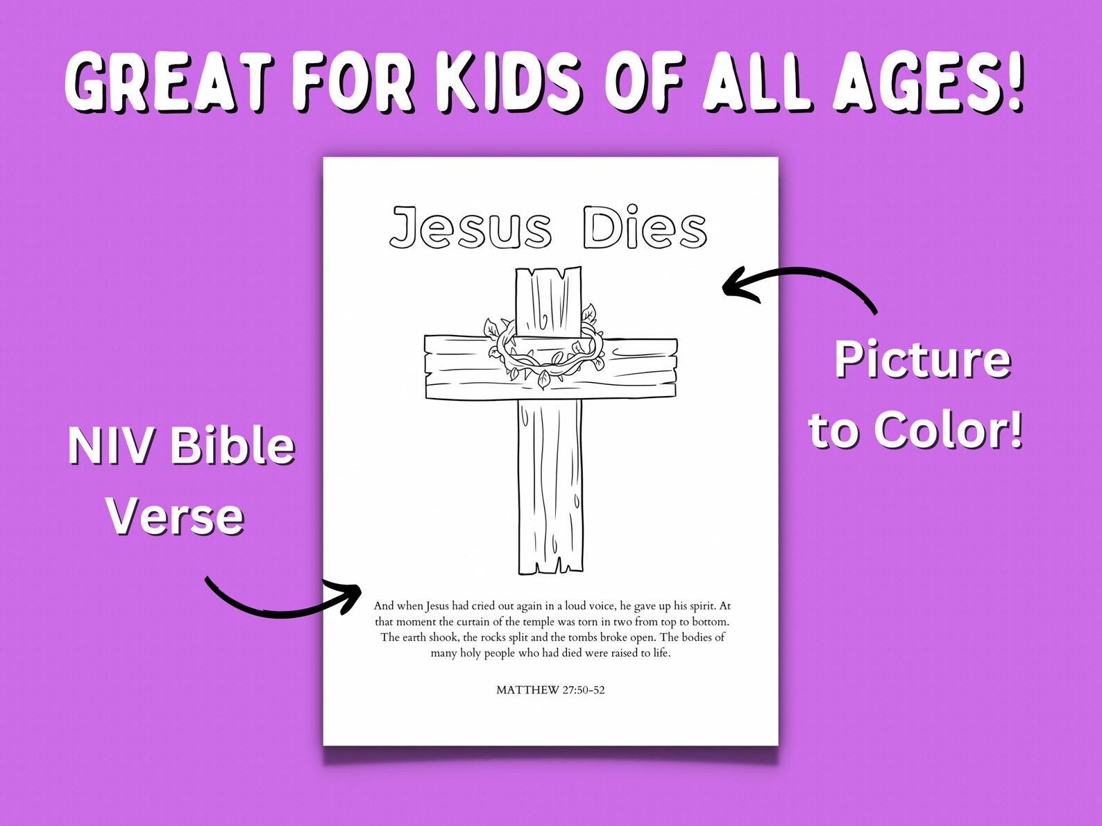 Easter Story Coloring Page, Holy Week Scripture Craft Kids ...
