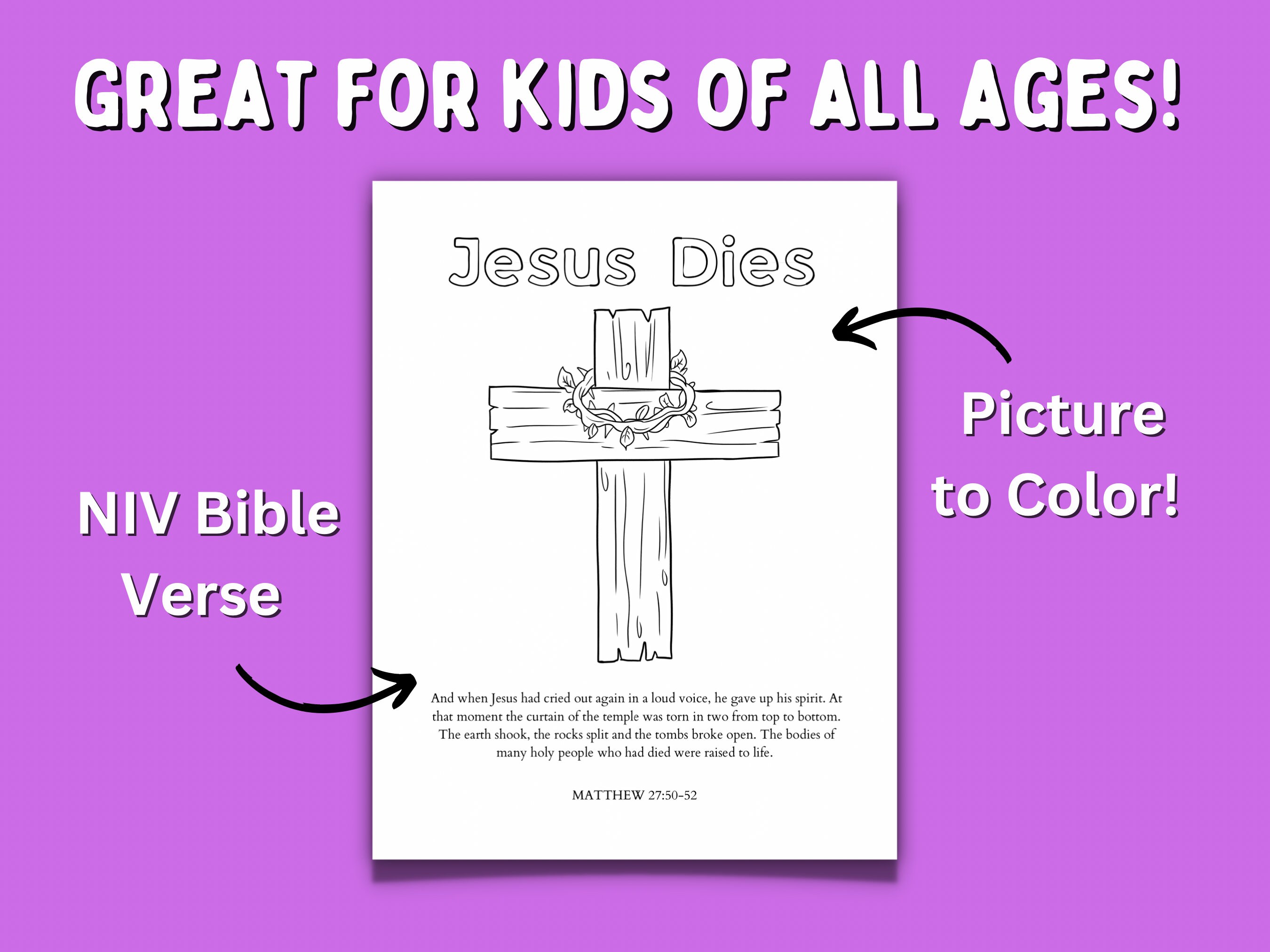 Easter Story Coloring Page, Holy Week Scripture Craft Kids ...