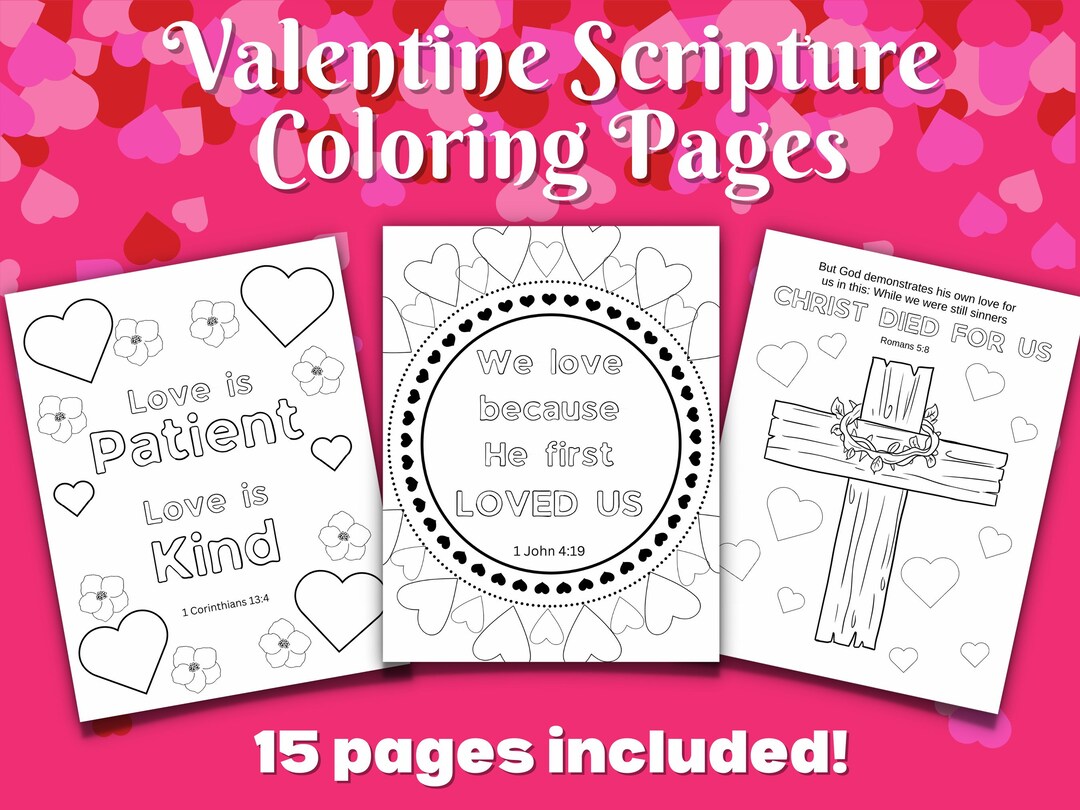 Valentines Day Scripture Coloring Pages Kids Adults, Valentines Day ...