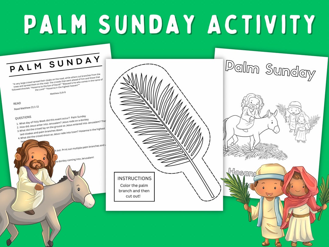 Palm Sunday Activity Kids, Lent Easter Story Activity Kids Holy Week ...