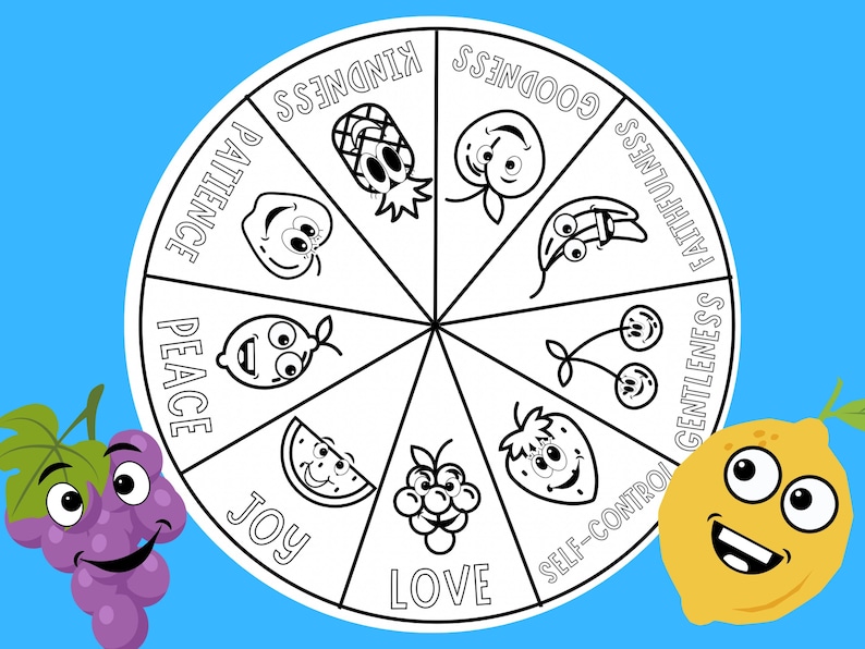 Fruit of the Spirit Coloring Wheel, Bible Activity Kids, Homeschool ...