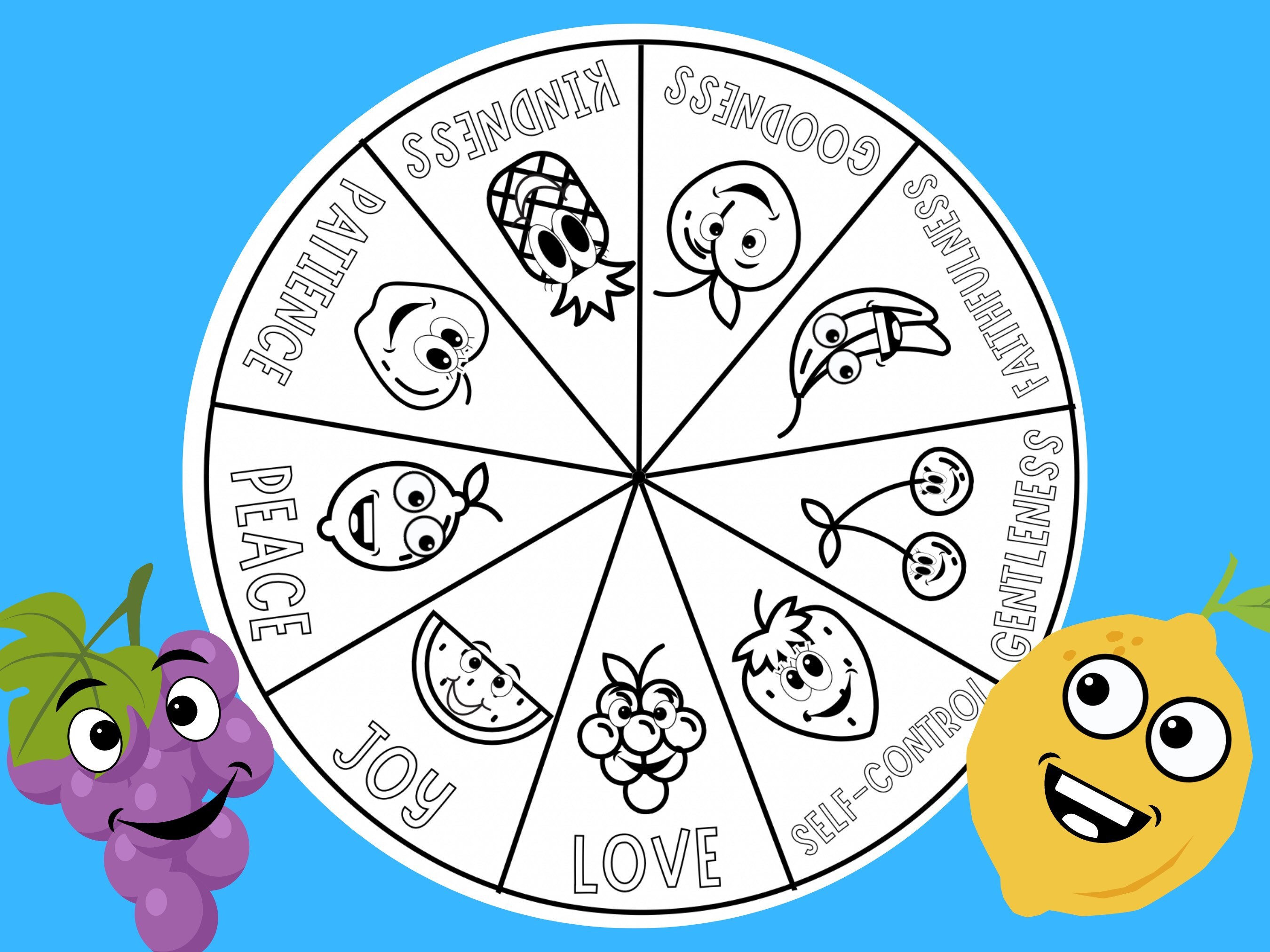 Fruit of the Spirit Coloring Wheel, Bible Activity Kids, Homeschool ...