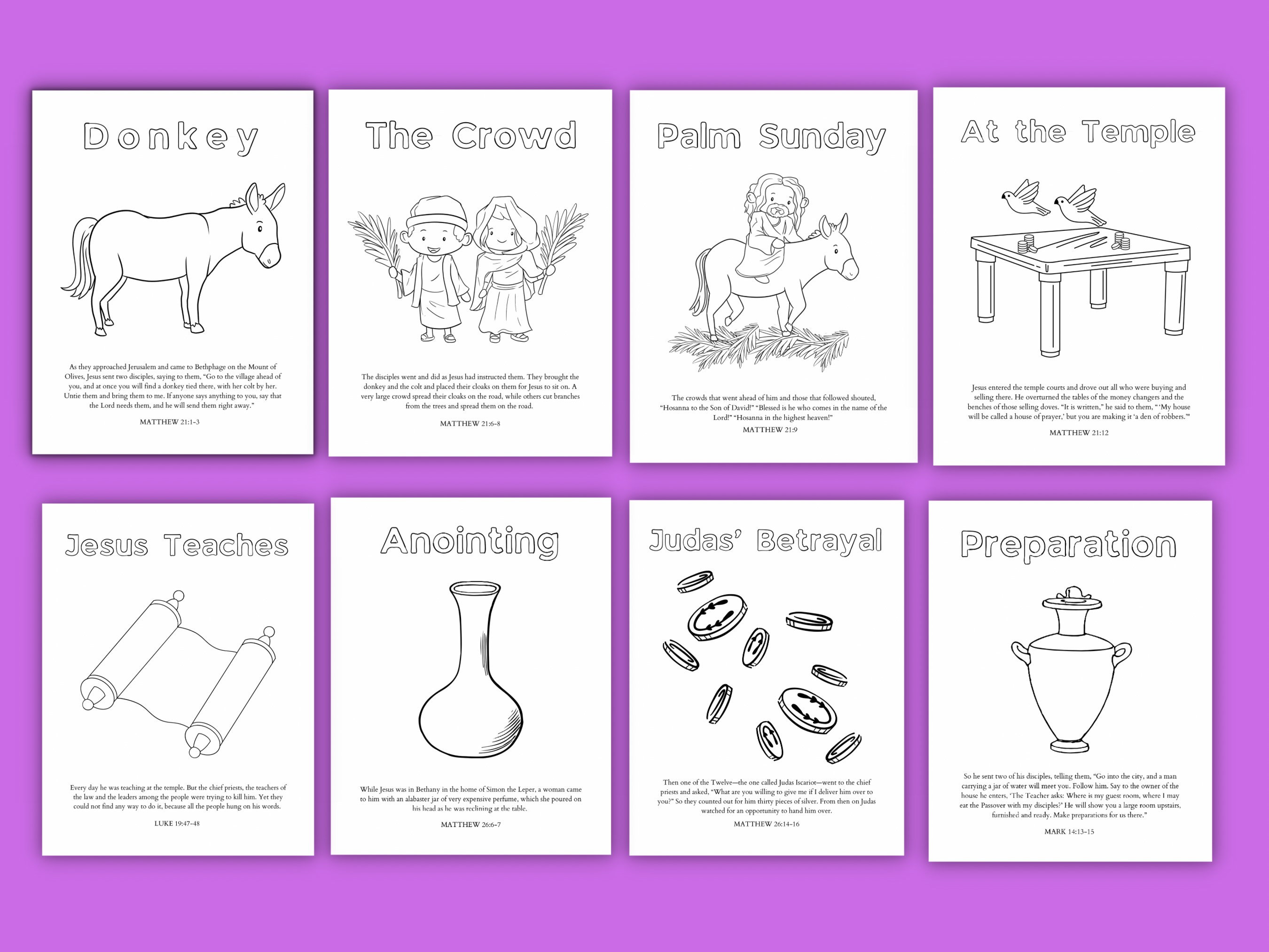 Easter Story Coloring Page, Holy Week Scripture Craft Kids ...