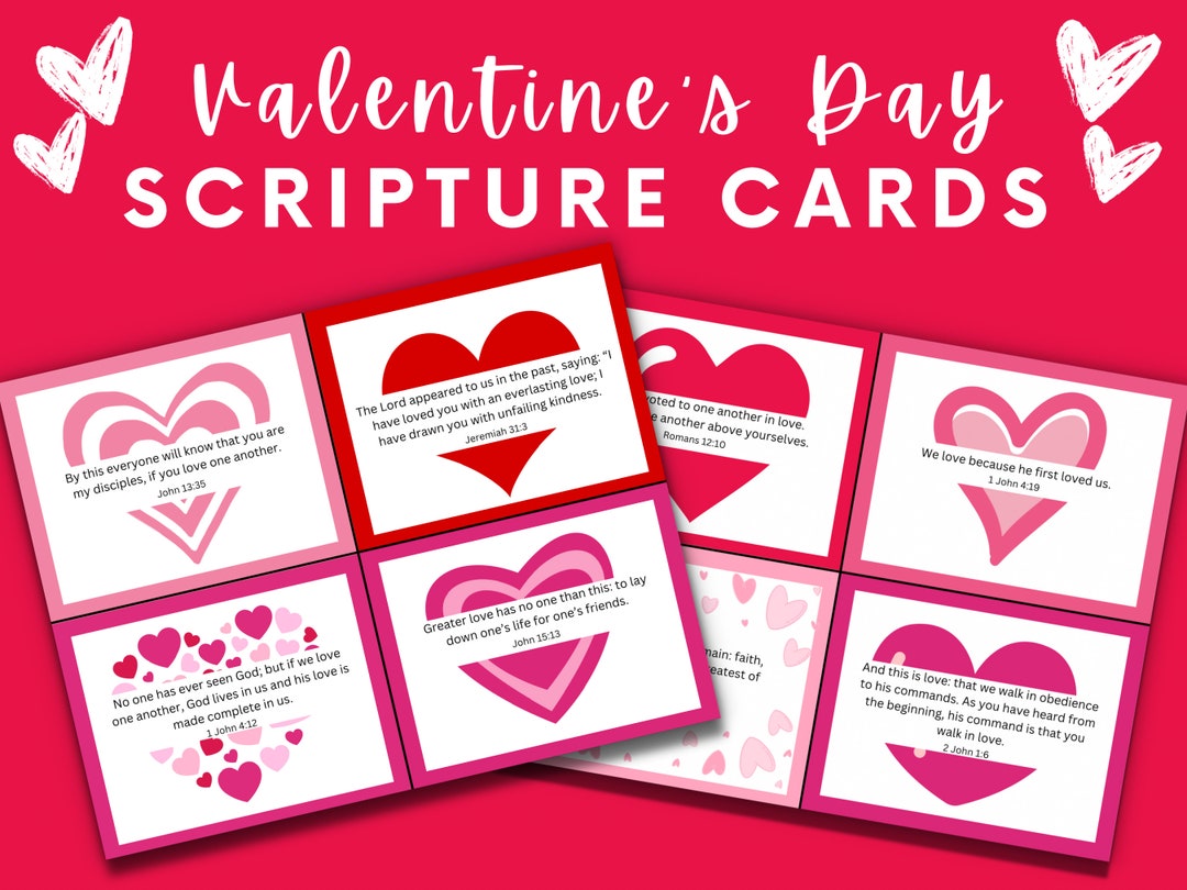 Christian Valentine Scripture Cards, Love Bible Cards for Kids Family ...