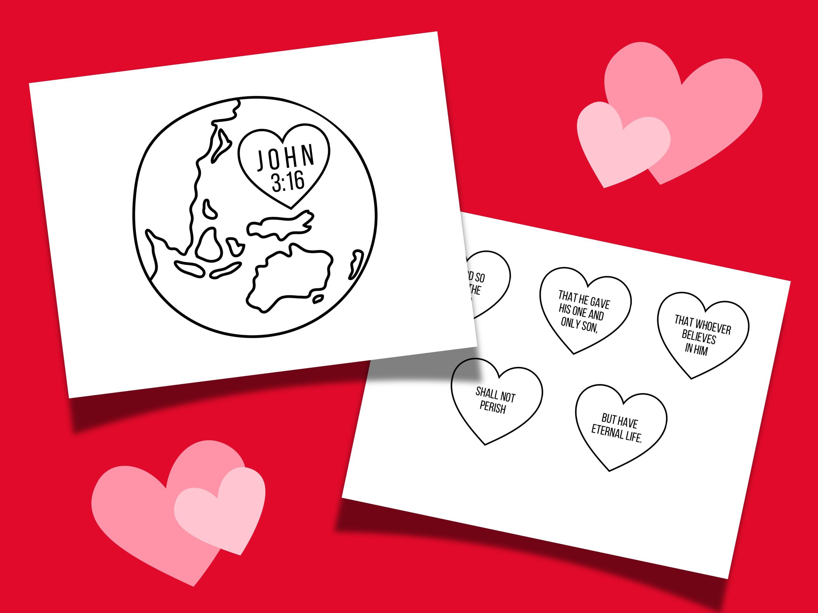 Christian Valentine’s Day Bible Coloring Pages Craft Kids, John 316 ...