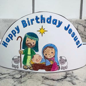 Christian Christmas Nativity Craft, Happy Birthday Jesus Crown ...