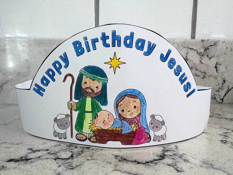 Christian Christmas Nativity Craft, Happy Birthday Jesus Crown ...
