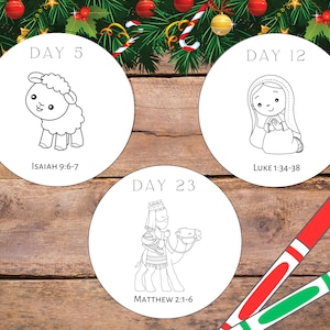 Advent Calendar Ornaments Craft, Nativity Coloring Page Kids Activity ...