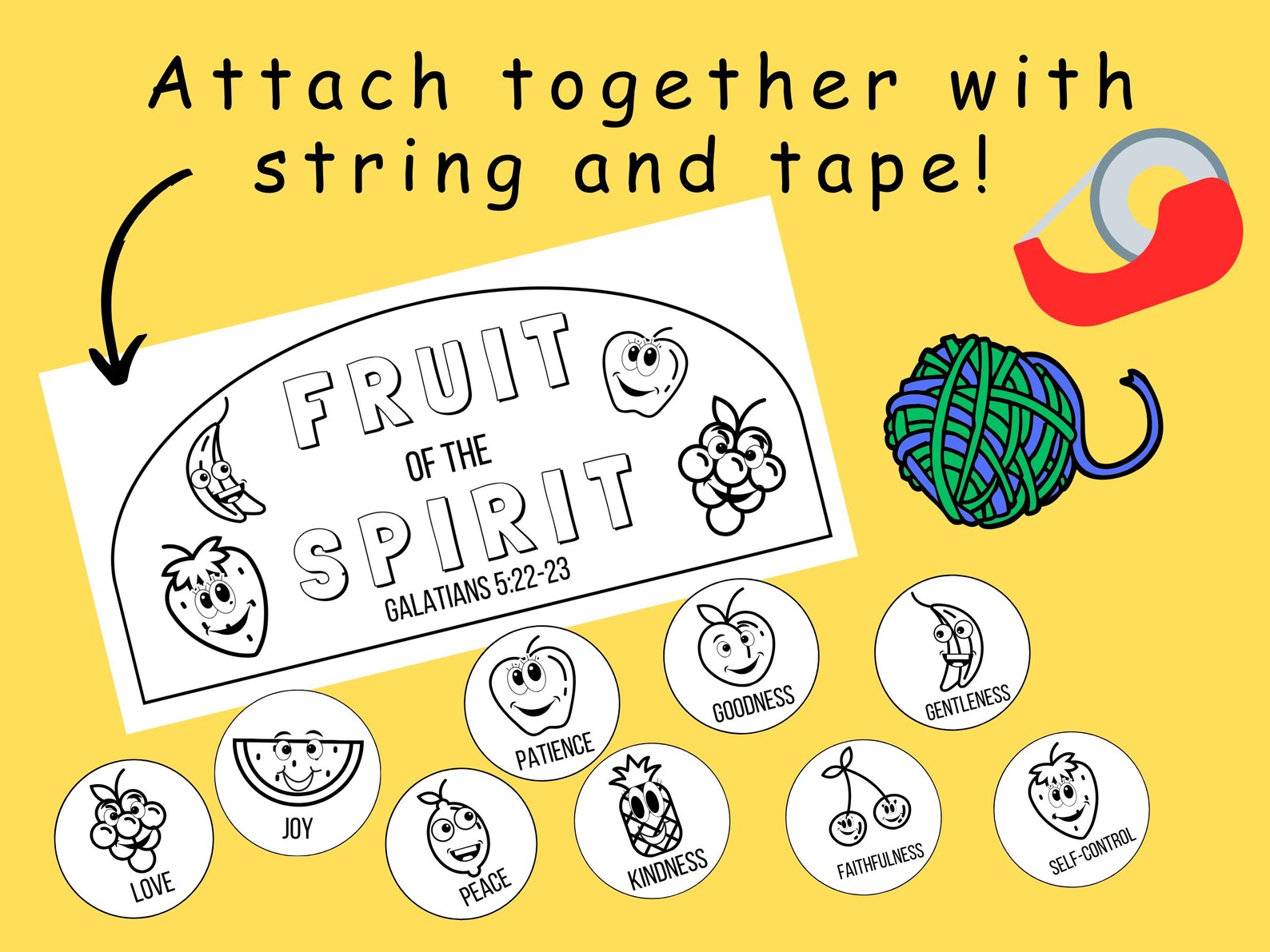 Fruit of the Spirit Mobile Craft Kids, Galatians 5 Christian Bible ...