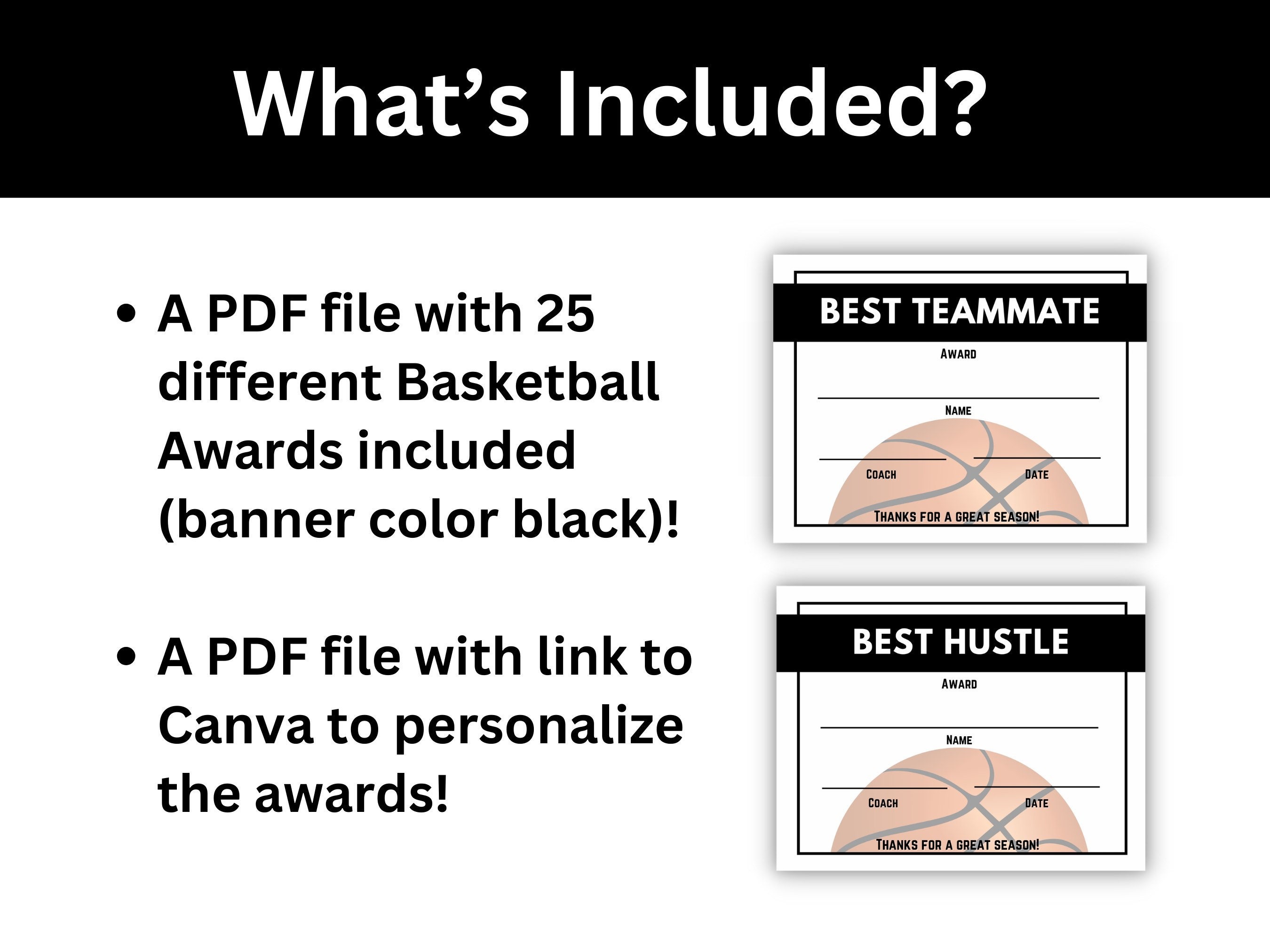 Basketball Awards Certificate Editable, End of Year Basketball Award ...
