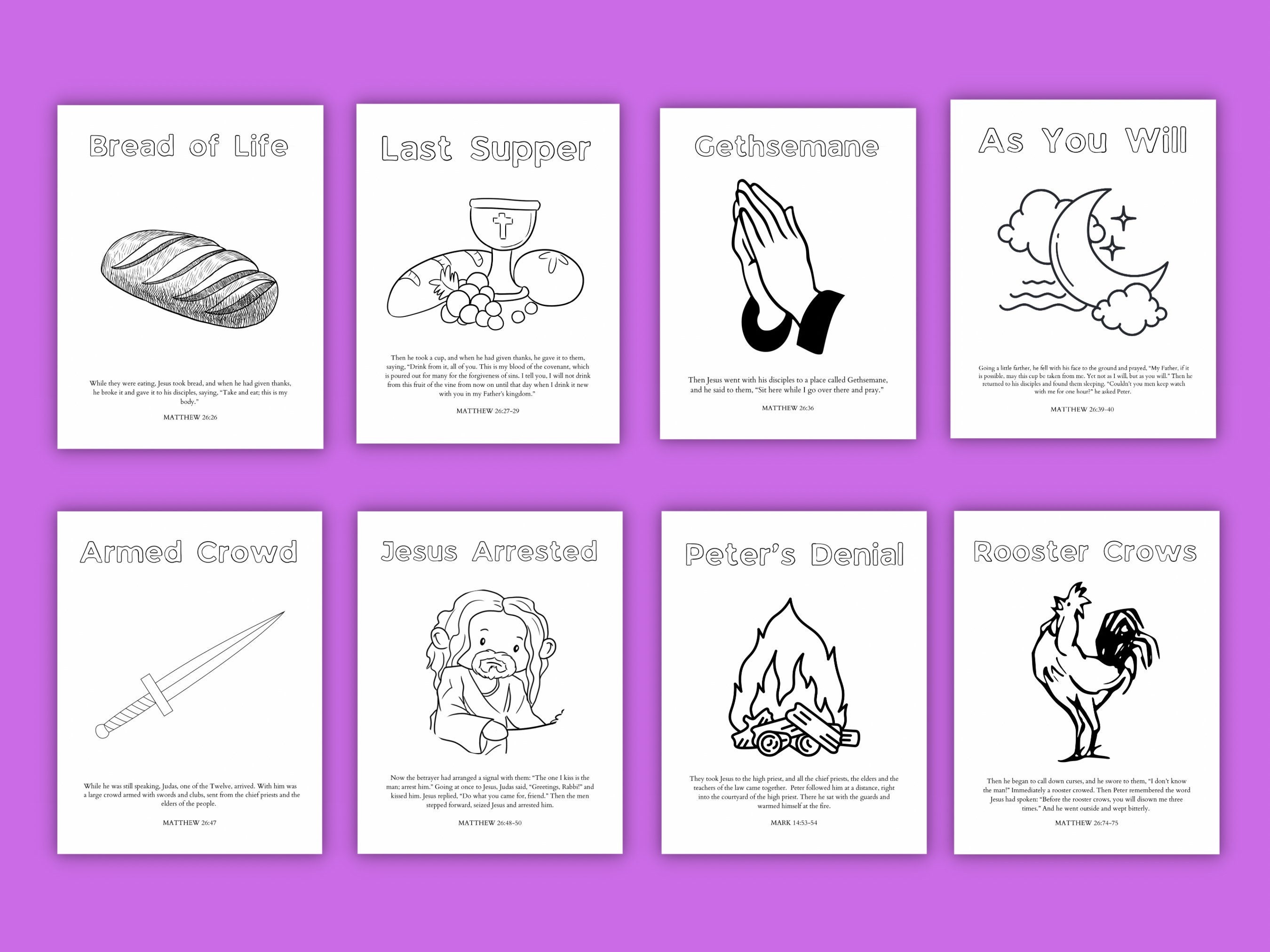 Easter Story Coloring Page, Holy Week Scripture Craft Kids ...