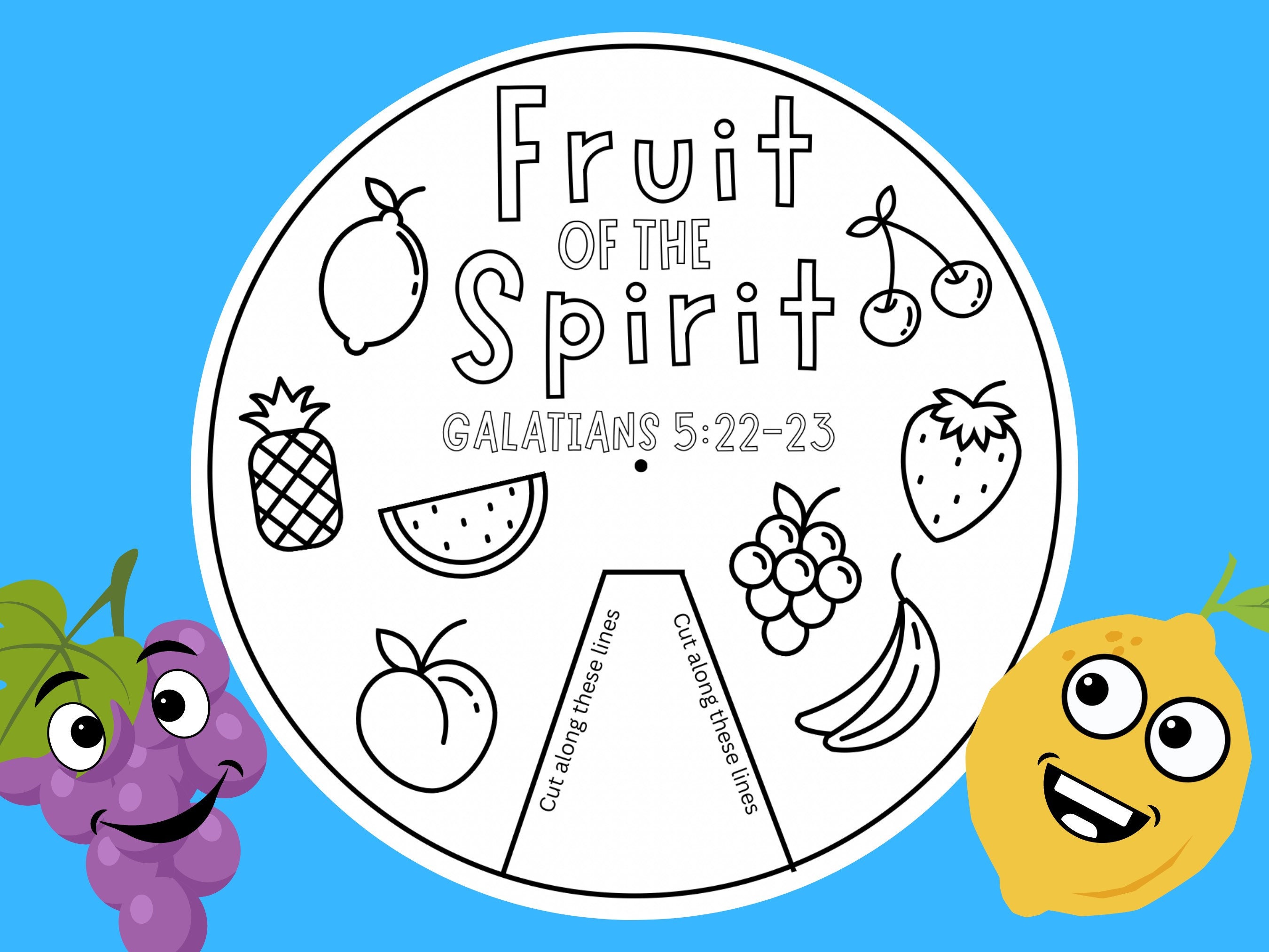 Fruit of the Spirit Coloring Wheel, Bible Activity Kids, Homeschool ...
