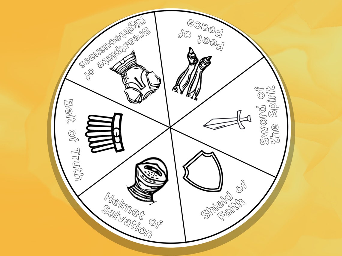 Armor of God Wheel Bible Craft Kids Coloring Page Homeschool - Etsy