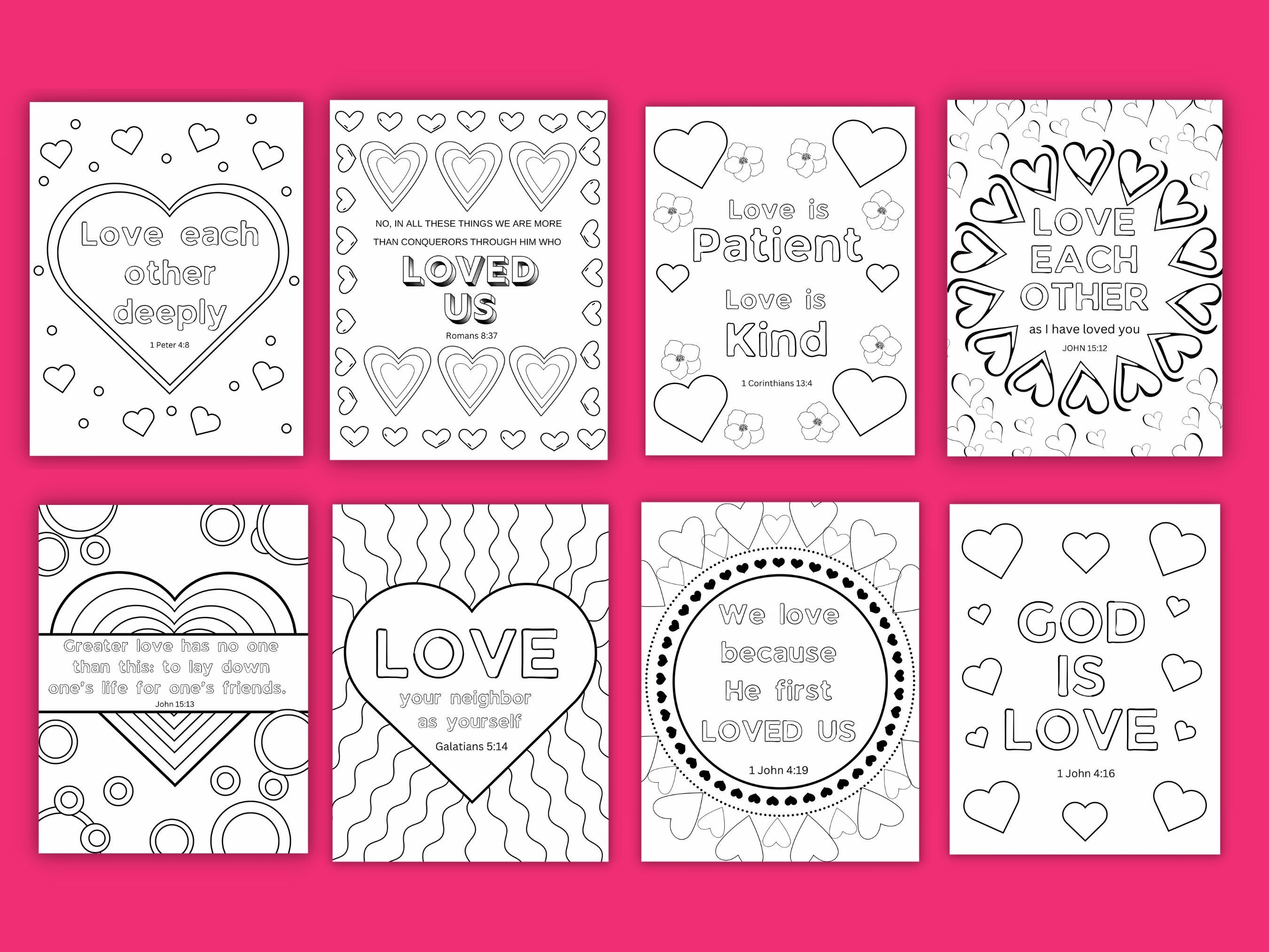 Valentines Day Scripture Coloring Pages Kids Adults - Etsy