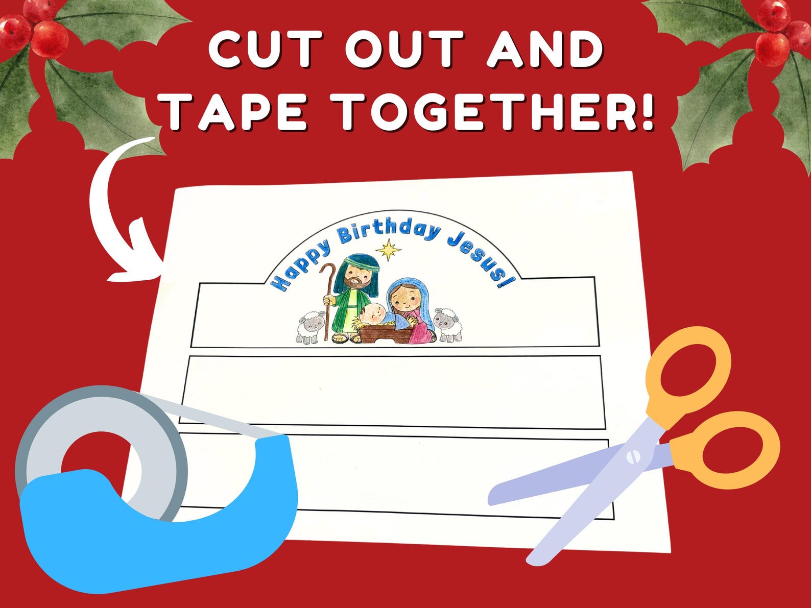 Christian Christmas Nativity Craft, Happy Birthday Jesus Crown ...