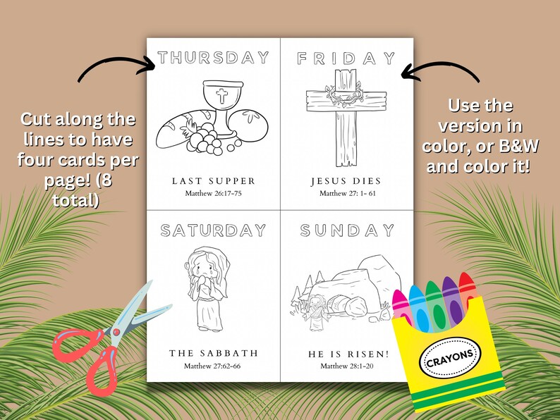 Easter Holy Week Activity Kids, Scripture Coloring Pages, Holy Week ...