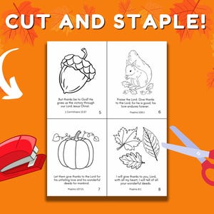 Christian Fall Thanksgiving Book Craft, Scripture Coloring Pages Kids ...