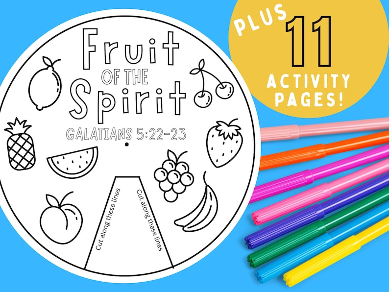 Fruit of the Spirit Coloring Wheel, Bible Activity Kids, Homeschool ...