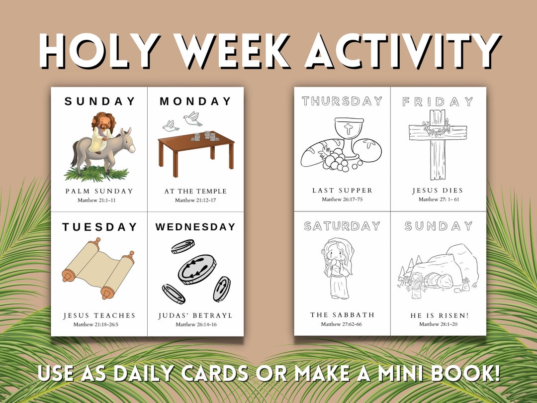 Easter Holy Week Activity Kids, Scripture Coloring Pages, Holy Week ...