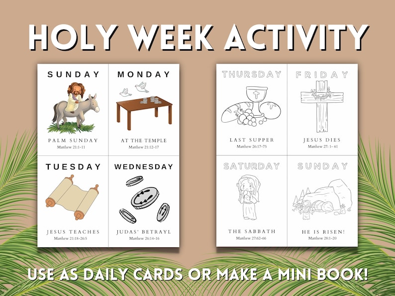 Easter Holy Week Activity Kids, Scripture Coloring Pages, Holy Week ...