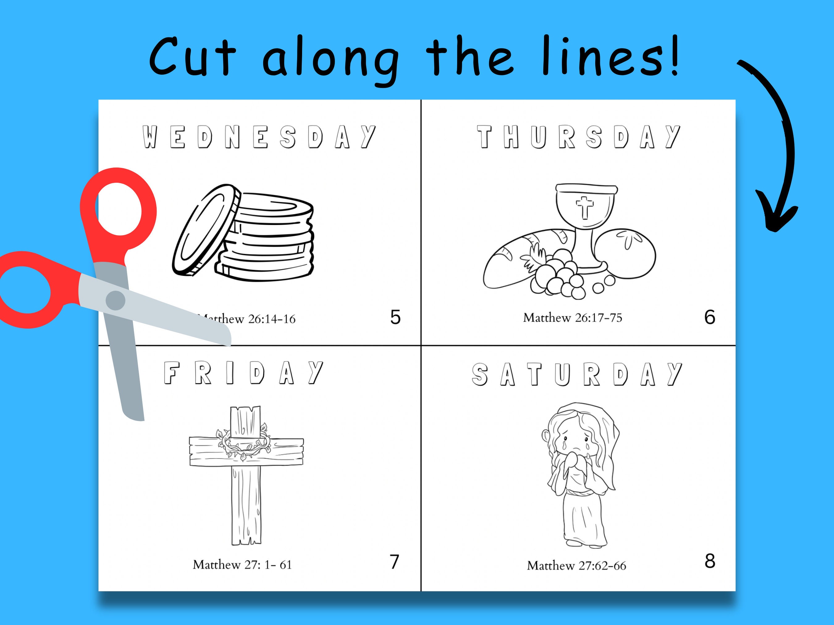 Easter Story Coloring Pages Craft Kids, Holy Week Christian Bible Lent ...