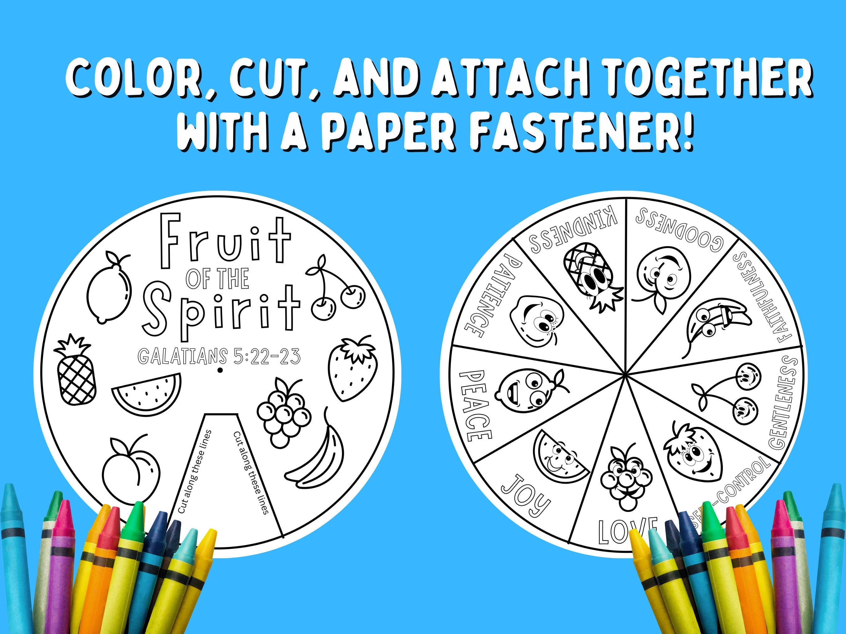 Fruit of the Spirit Coloring Wheel, Bible Activity Kids, Homeschool ...