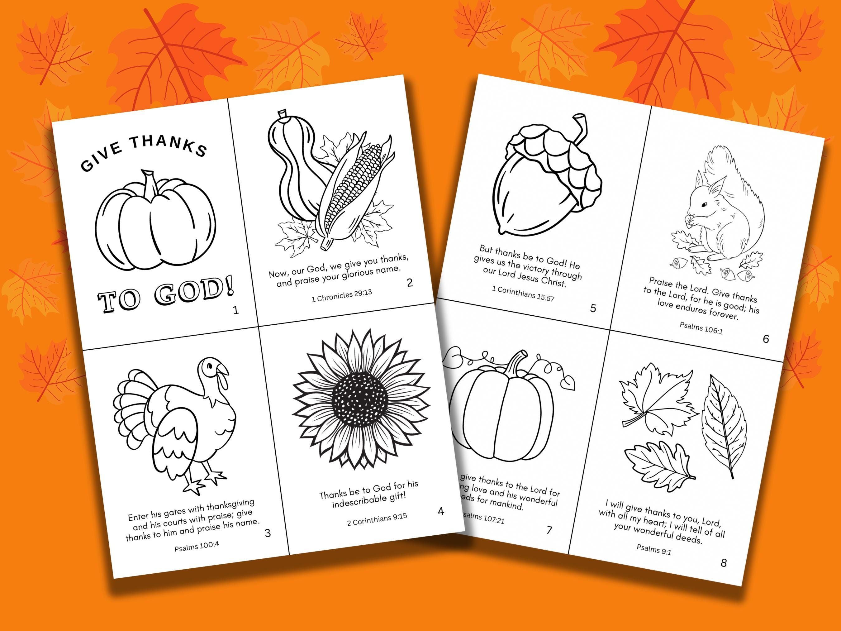 Christian Fall Thanksgiving Book Craft, Scripture Coloring Pages Kids ...