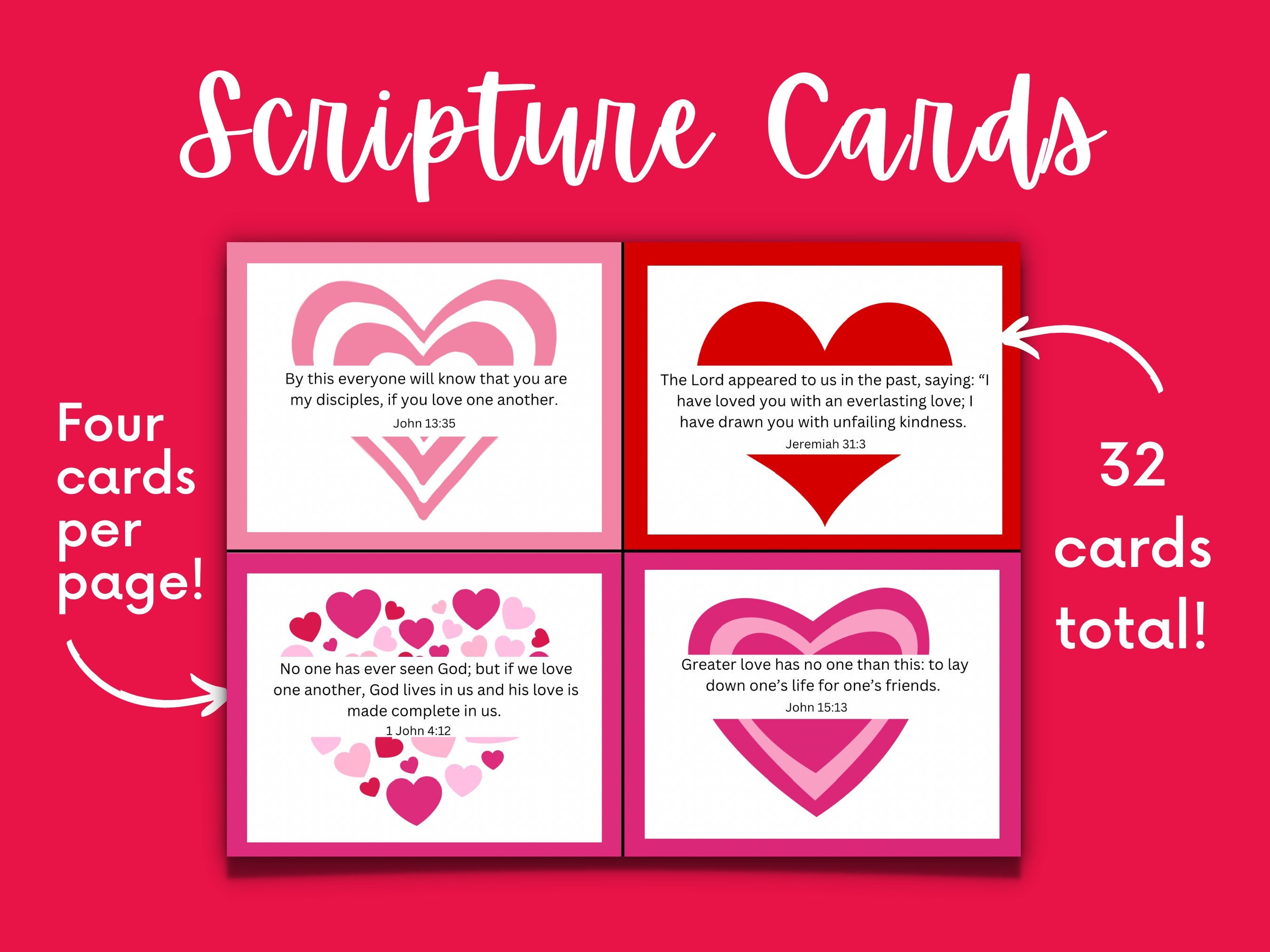 Christian Valentine Scripture Cards, Love Bible Cards for Kids Family ...