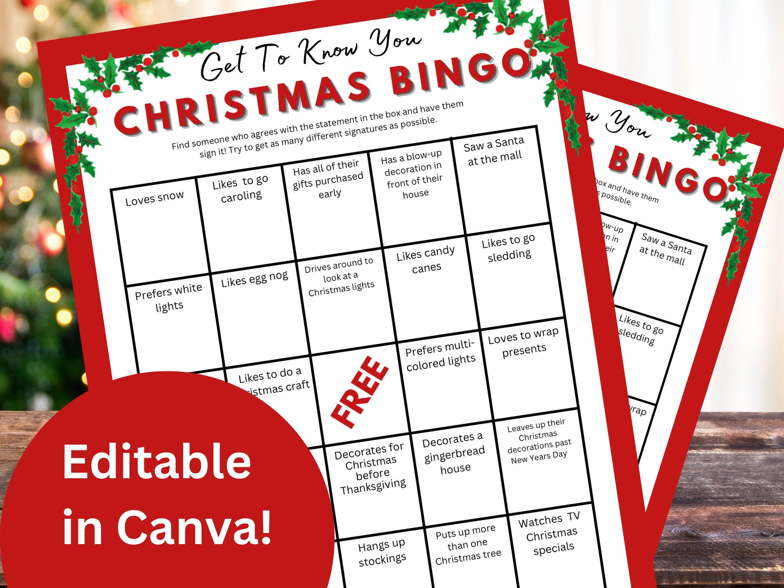 Christmas Icebreaker Bingo Game: Family & Work Activity (PDF) - Etsy