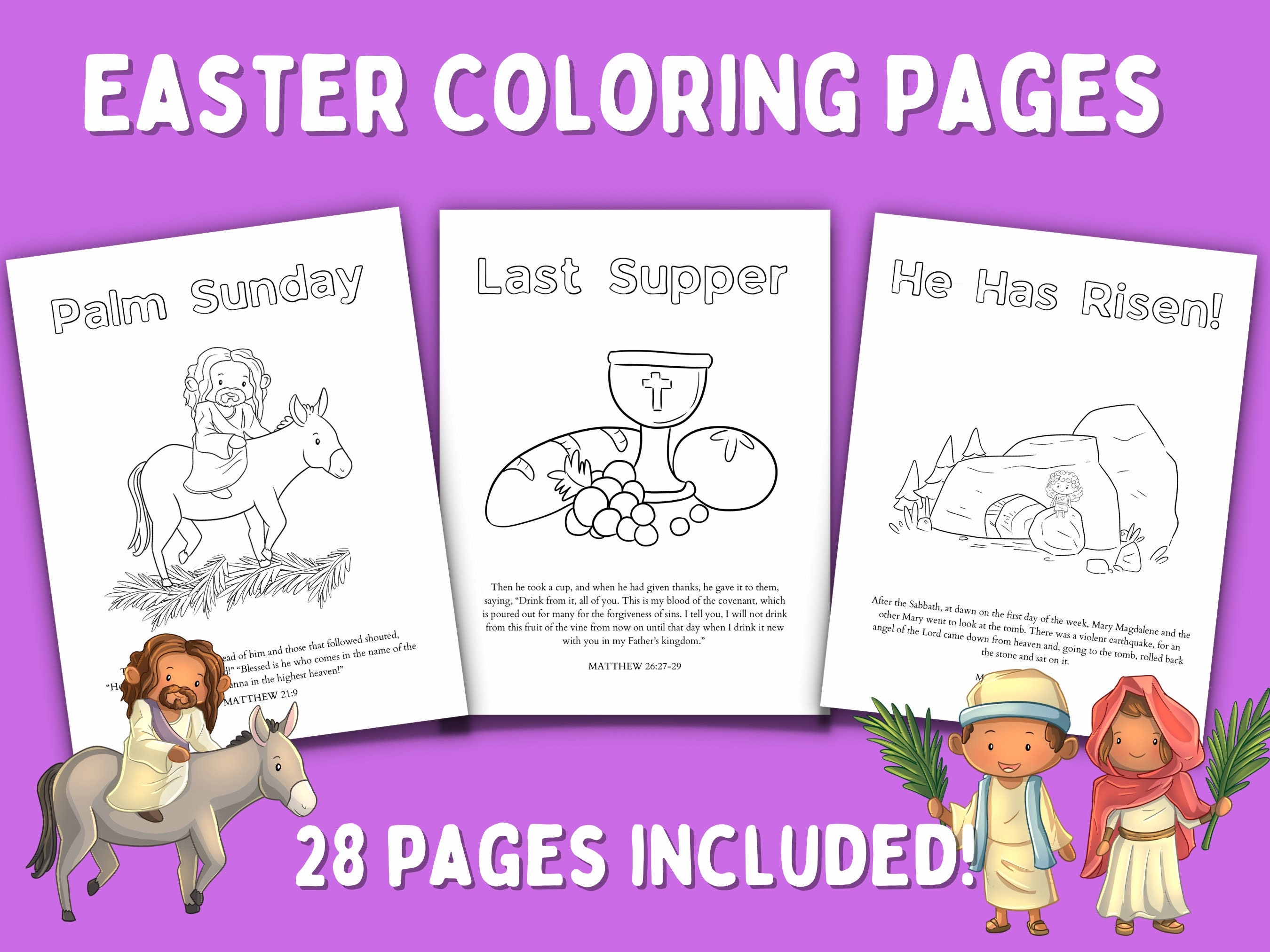 Easter Story Coloring Page, Holy Week Scripture Craft Kids ...