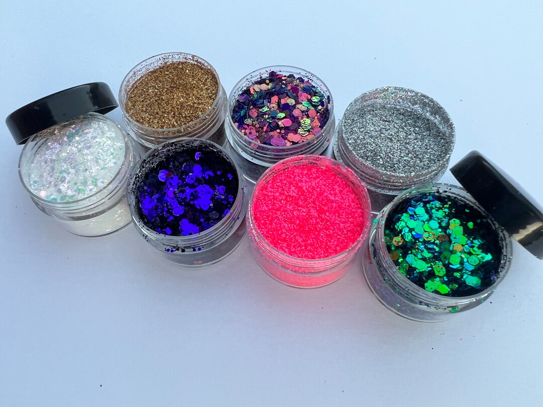 Sample Jars 18gram Fine and Chunky Glitter Mix Color Shifting Chameleon ...