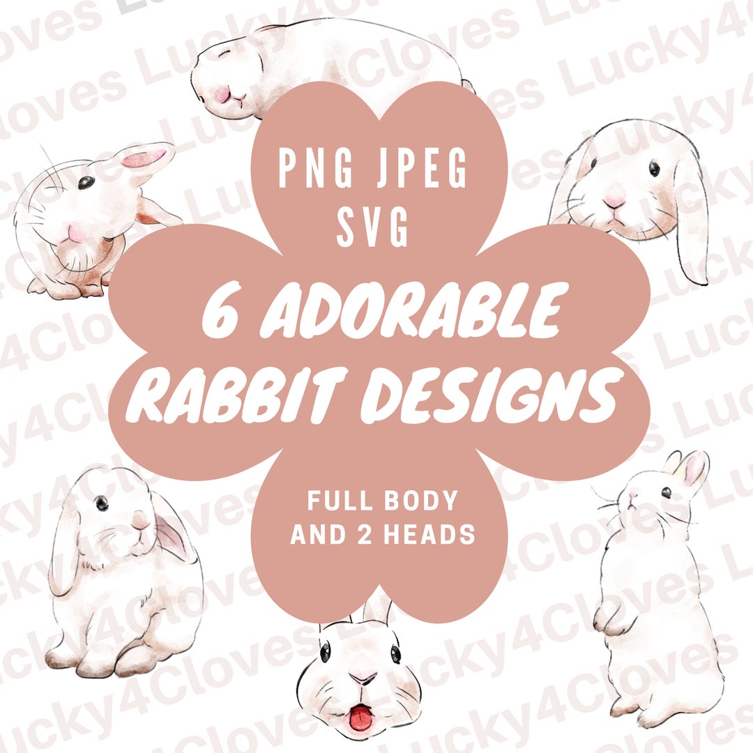 6 Anime Cartoon Rabbit Clipart Collection,pink, Bunny, Digital, Hand ...