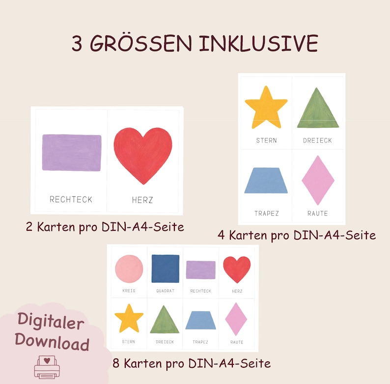 Shapes Flashcards German English | Printable Card Set | PDF Download ...