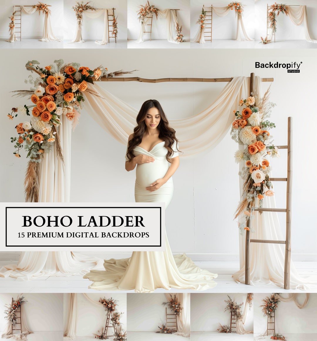 Boho Ladders Set Digital Backdrops, Maternity Backgrounds, Boho ...