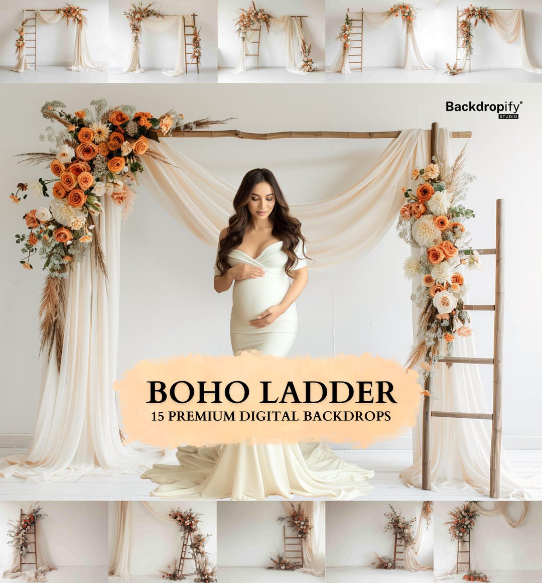 Boho Ladders Set Digital Backdrops, Maternity Backgrounds, Boho ...