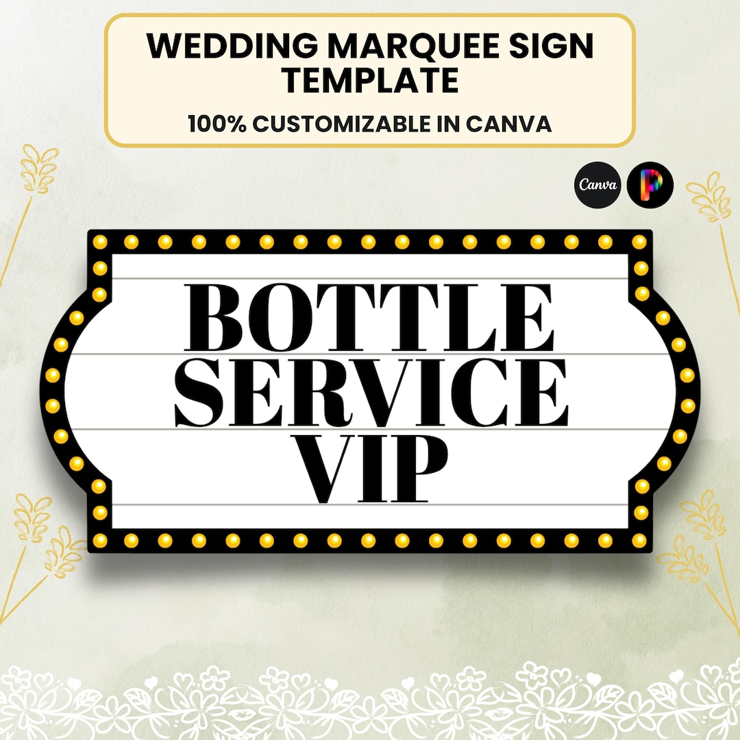 Wedding Marquee Entrance Sign - Editable Canva Template, Customizable ...