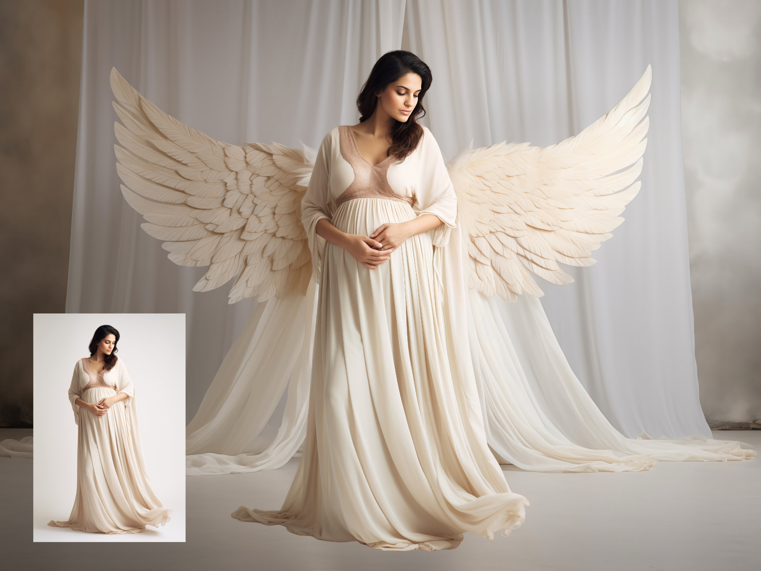 36 Angel Wings Digital Backdrops, Maternity Studio Backdrop Overlay ...