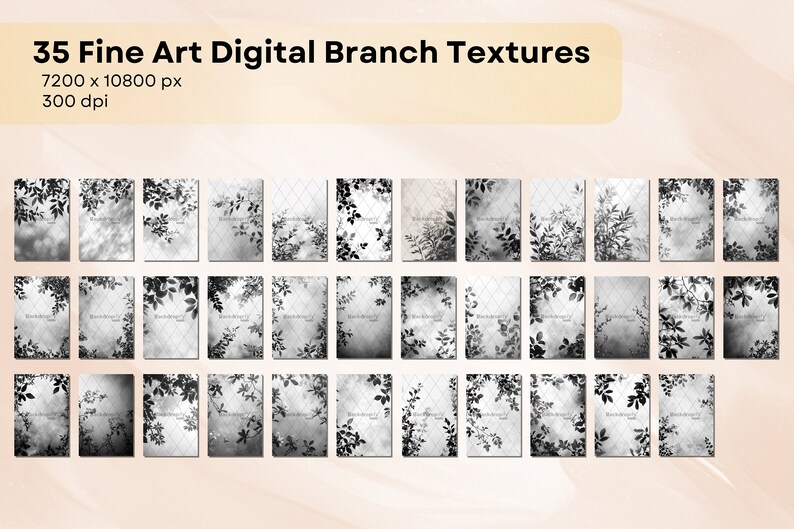 35 Fine Art Branch Textures, Digital Overlays Floral Maternity Backdrop ...