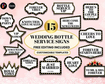 Wedding Bottle Service Sign for Wedding, Marquee Reception Sign ...