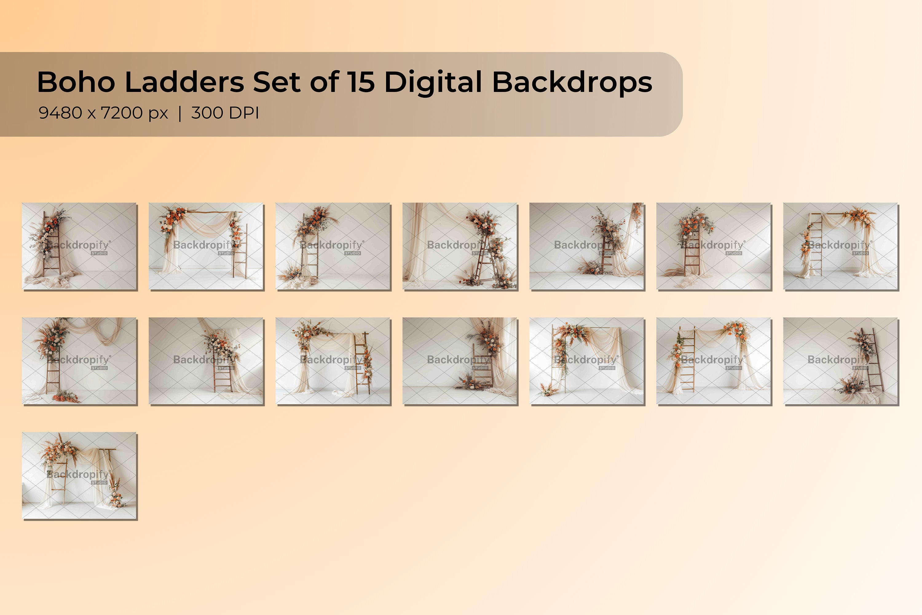 Boho Ladders Set Digital Backdrops, Maternity Backgrounds, Boho ...