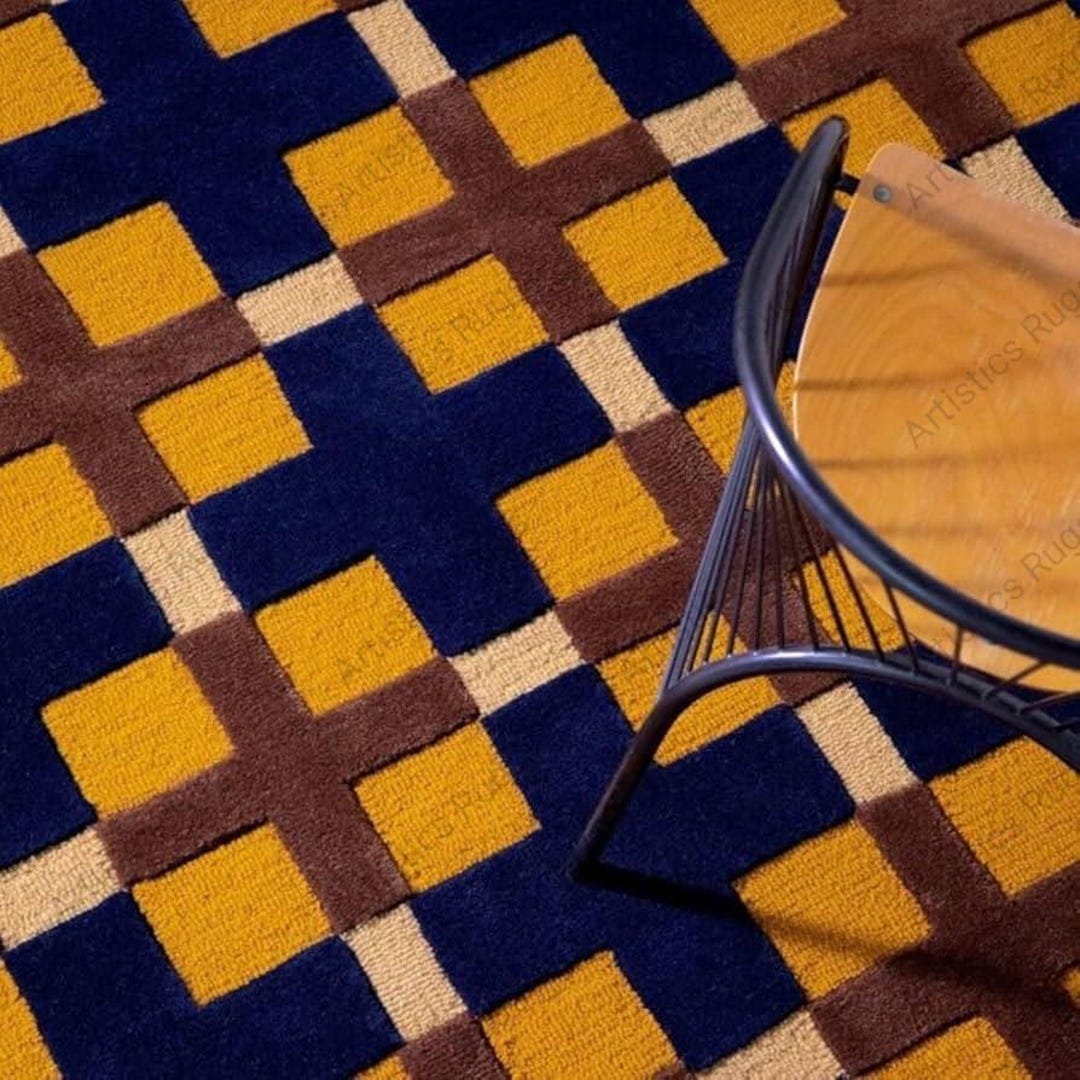 Modern Hand Tufted Milano Rug Interior Yellow Brown Rug Tufted Woolen ...